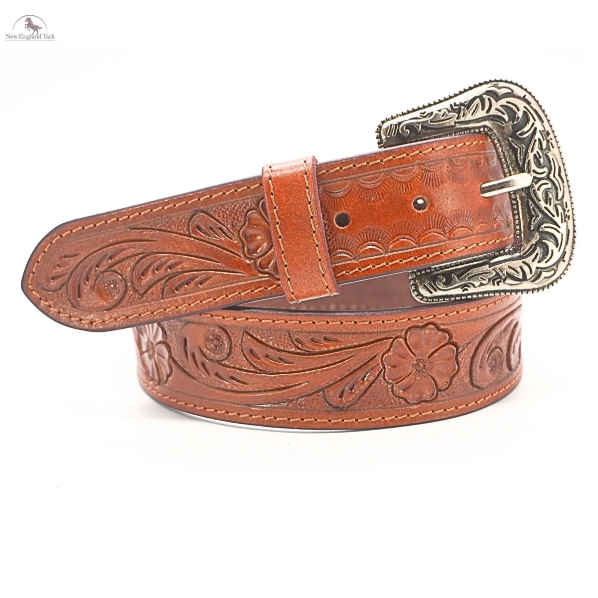 Western Leather Belt - Floral Tooled - Full Grain – NewEngland Tack